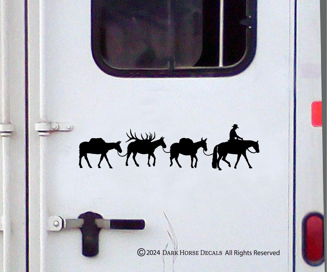 Rider With Mule Pack String With Elk Decal for Vehicle or Trailer - Etsy