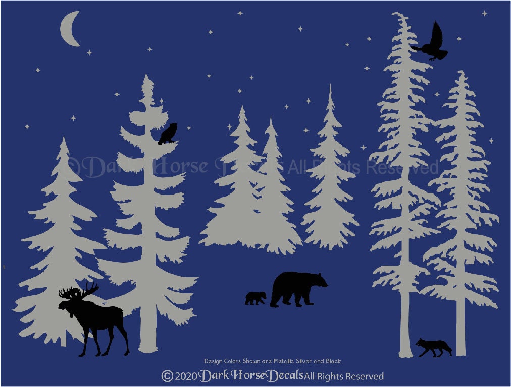 Nighttime Forest Animals | Etsy