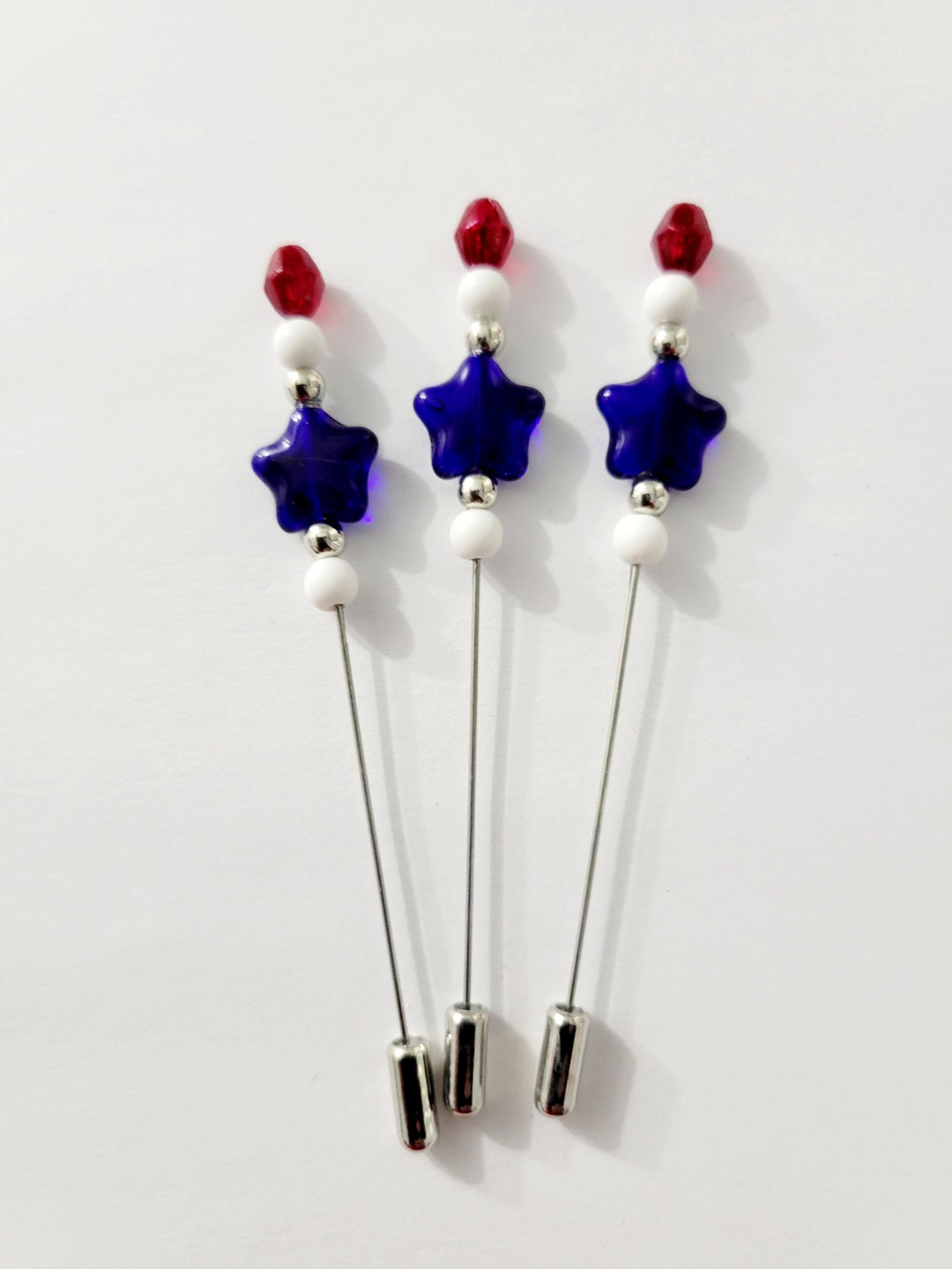 Blue Americana Star Counting Pin, Marking Pin, Lapel Pin, Scarf Pin ...