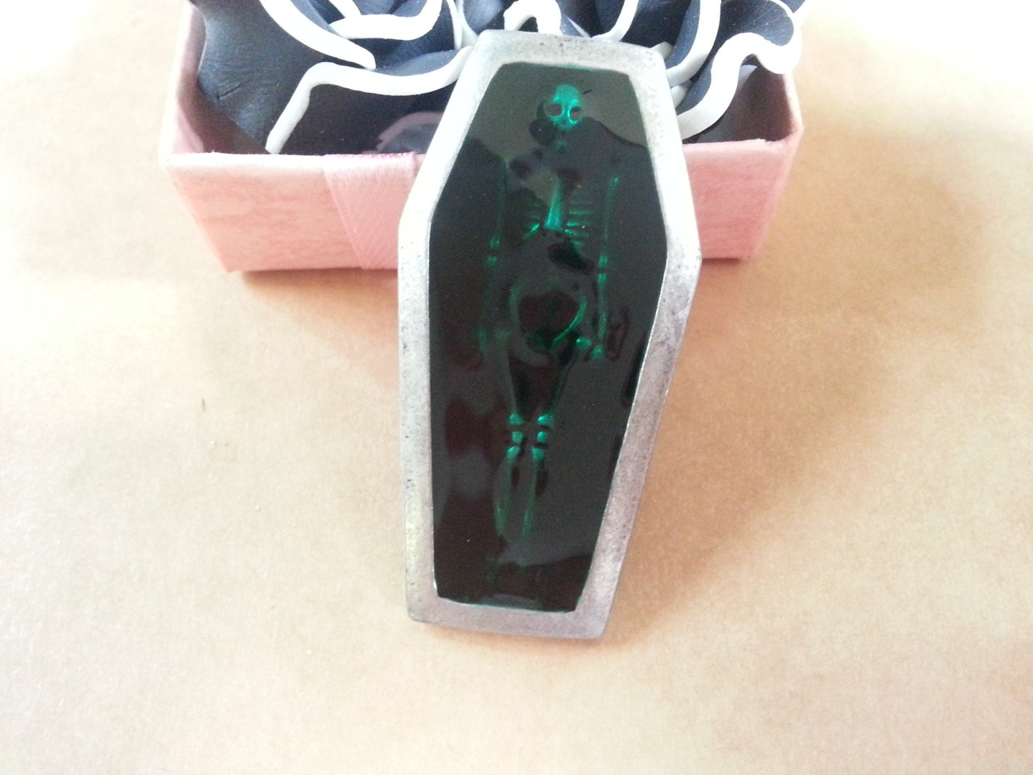 Skeleton in a Coffin Needle Minder - Etsy