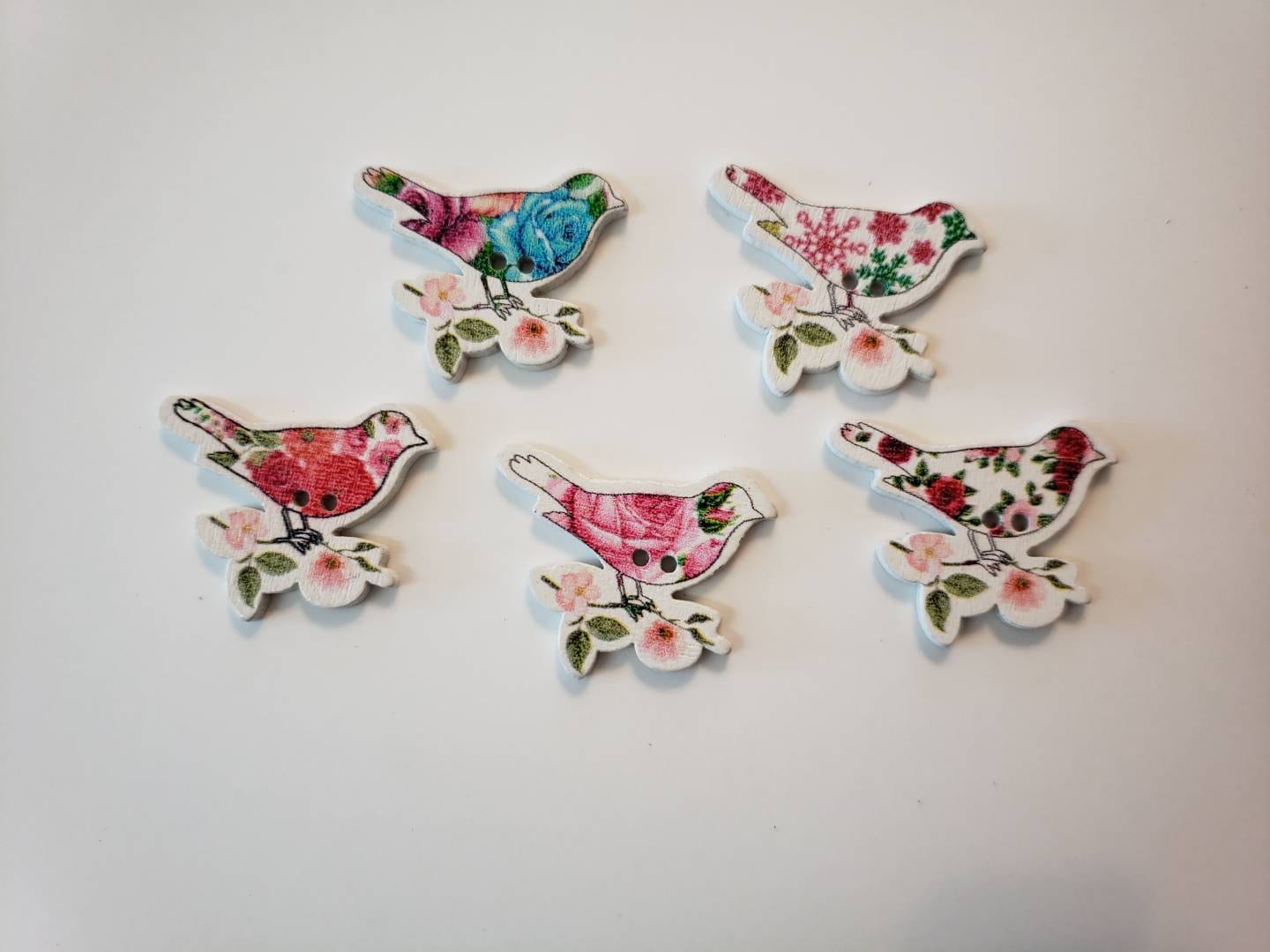 Wooden Floral Birds Needle Minder - Etsy