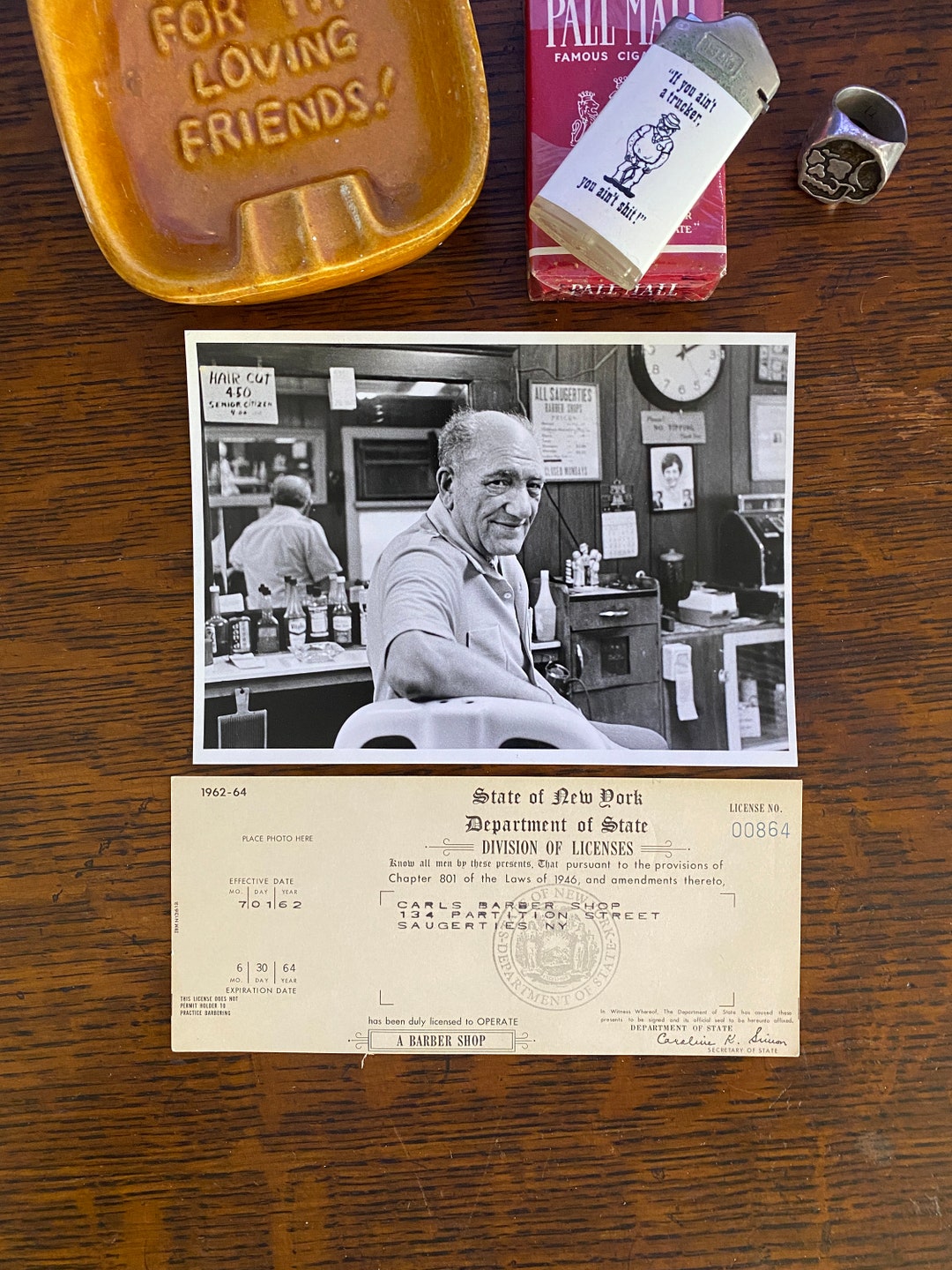 Vintage Barbershop License and Photo - 1962-1964 New York - Etsy