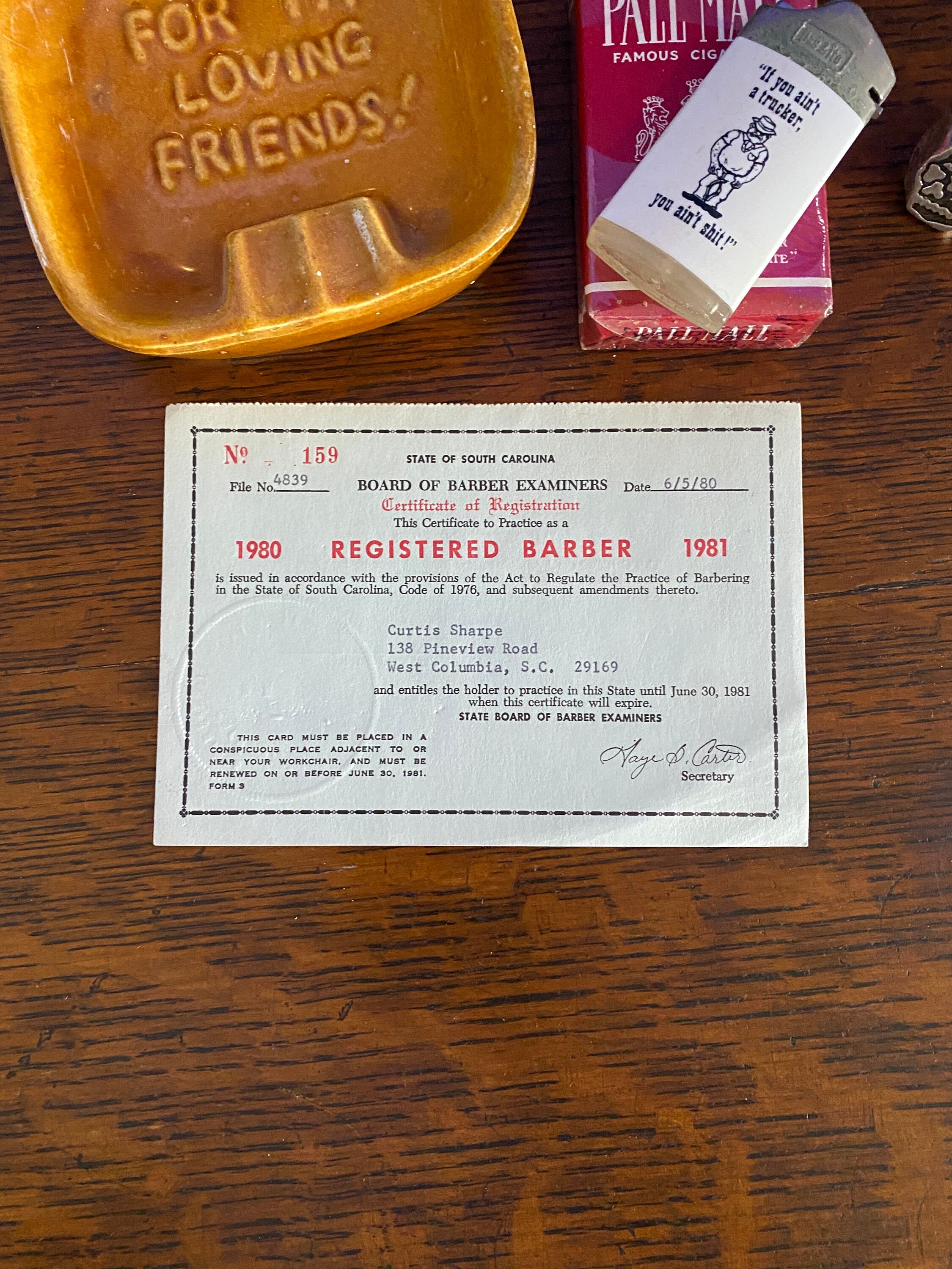 Vintage Barber Licenses - 1980 1981 1982 South Carolina - Etsy