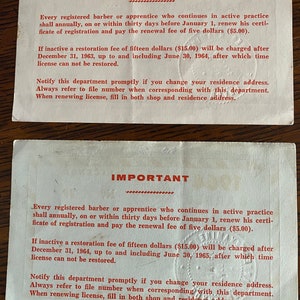 Vintage Barber License - 1963-64 Arizona - Etsy