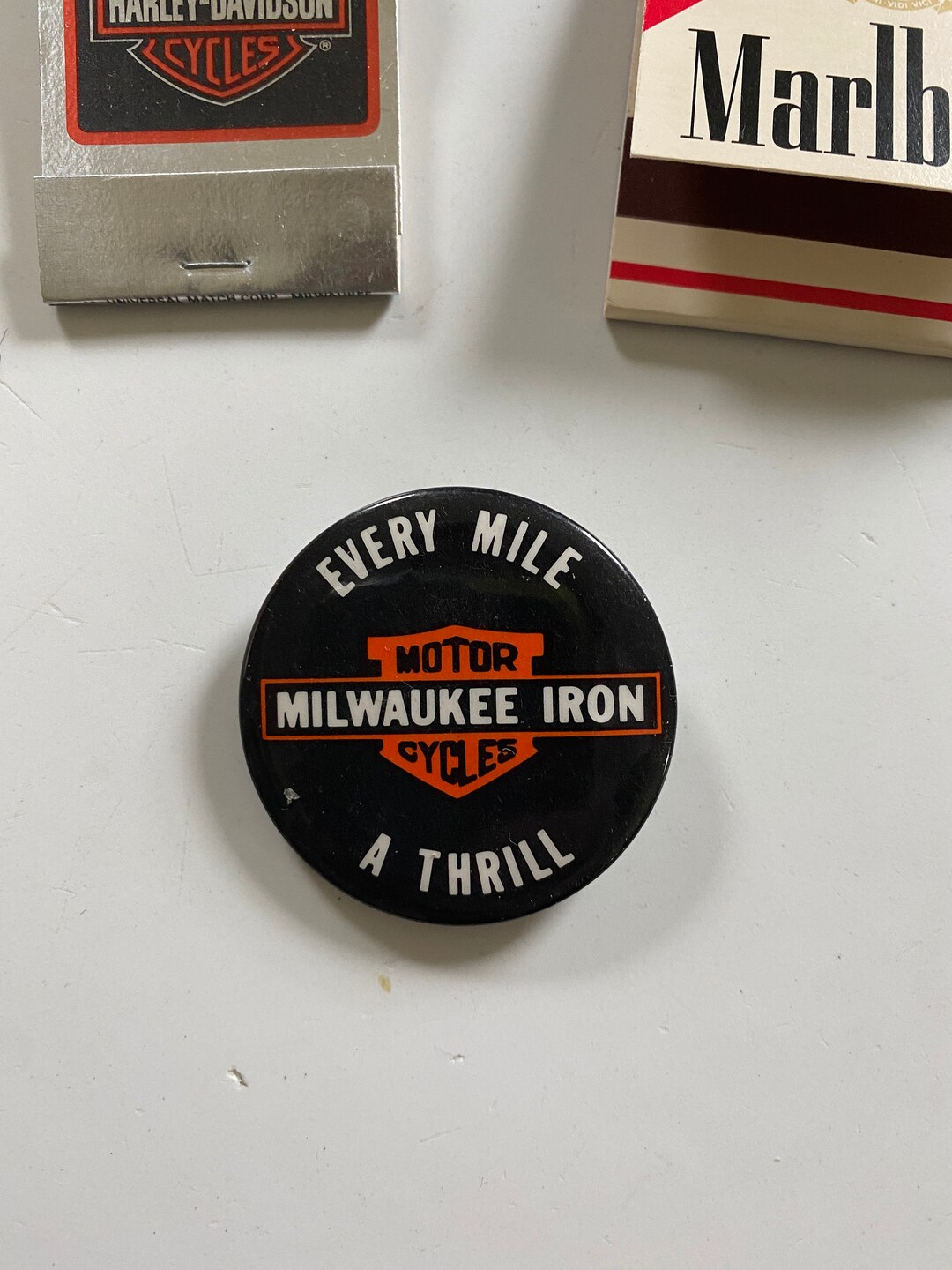 Vintage Biker Button Pin- Every Mile A Thrill - Etsy