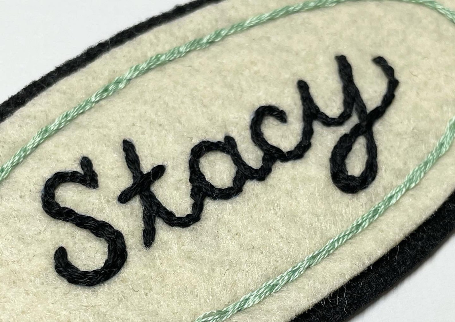 Handmade / Hand Embroidered off White & Black Felt Patch - Etsy