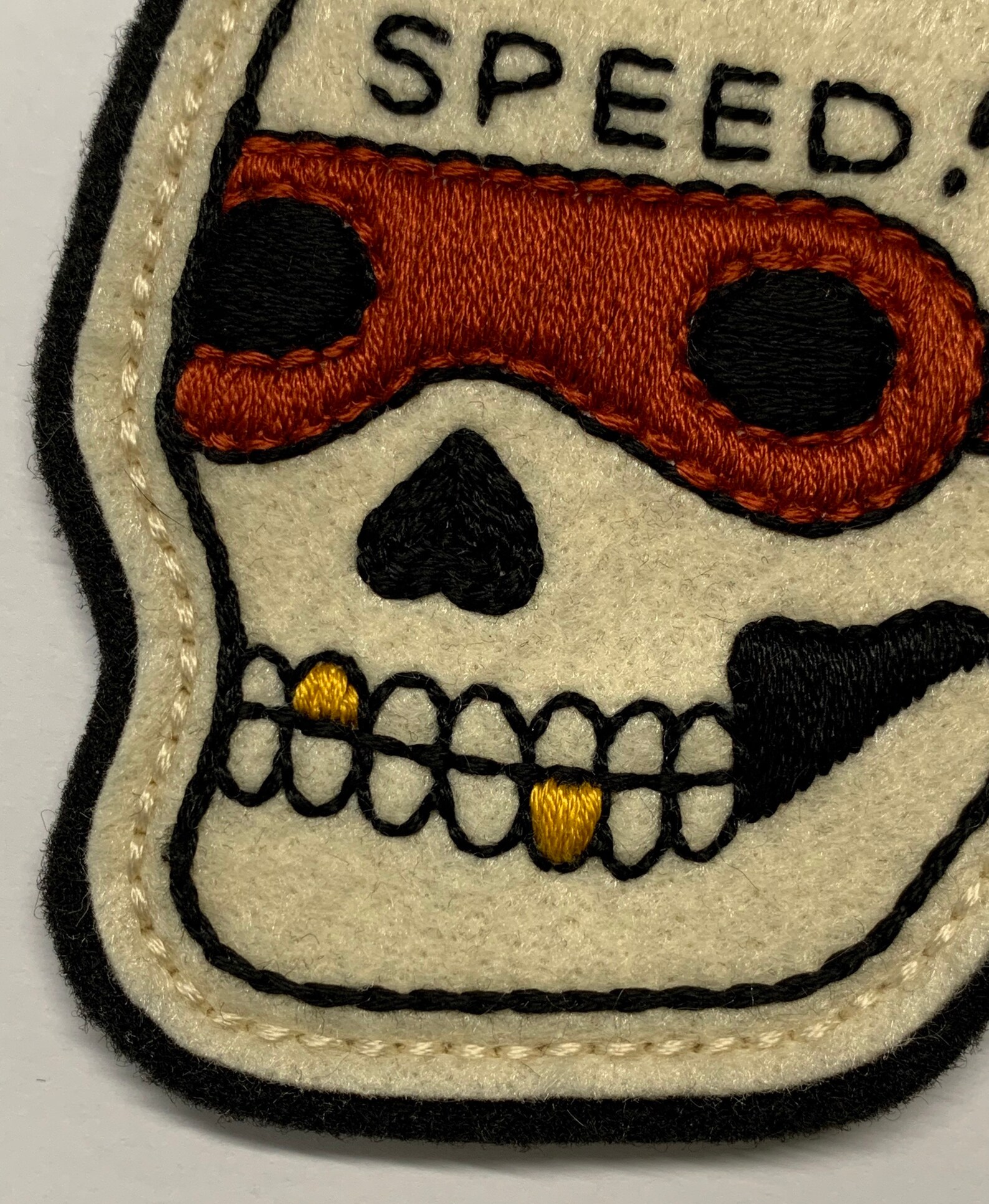 Handmade / hand embroidered off white & gray felt patch | Etsy