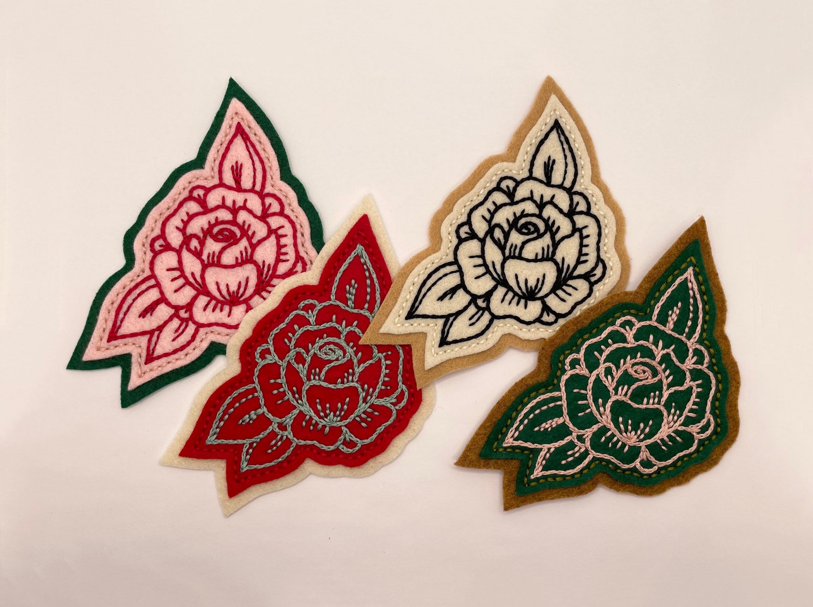 Handmade / Hand Embroidered Tan & off White Felt Patch Small - Etsy