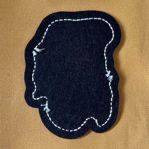 Handmade / Hand Embroidered off White & Black Felt Patch - Traditional ...
