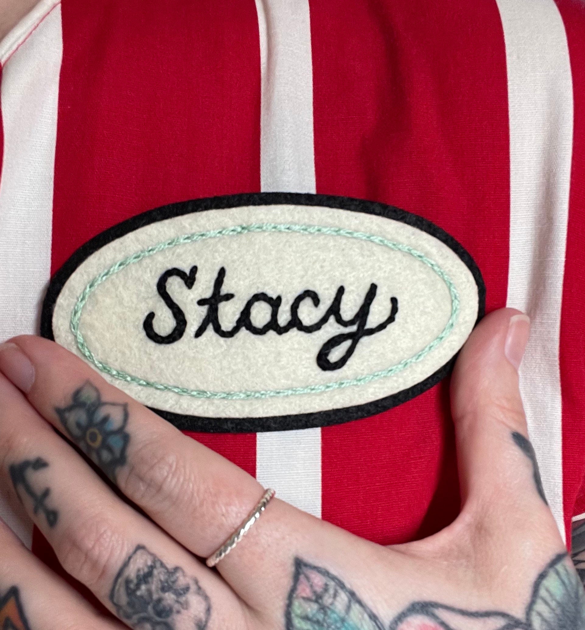 Handmade / Hand Embroidered off White & Blackfelt Patch | Etsy