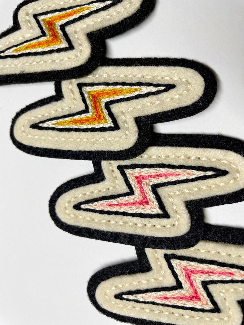 Handmade / Hand Embroidered Black & off White Felt Patch - Etsy