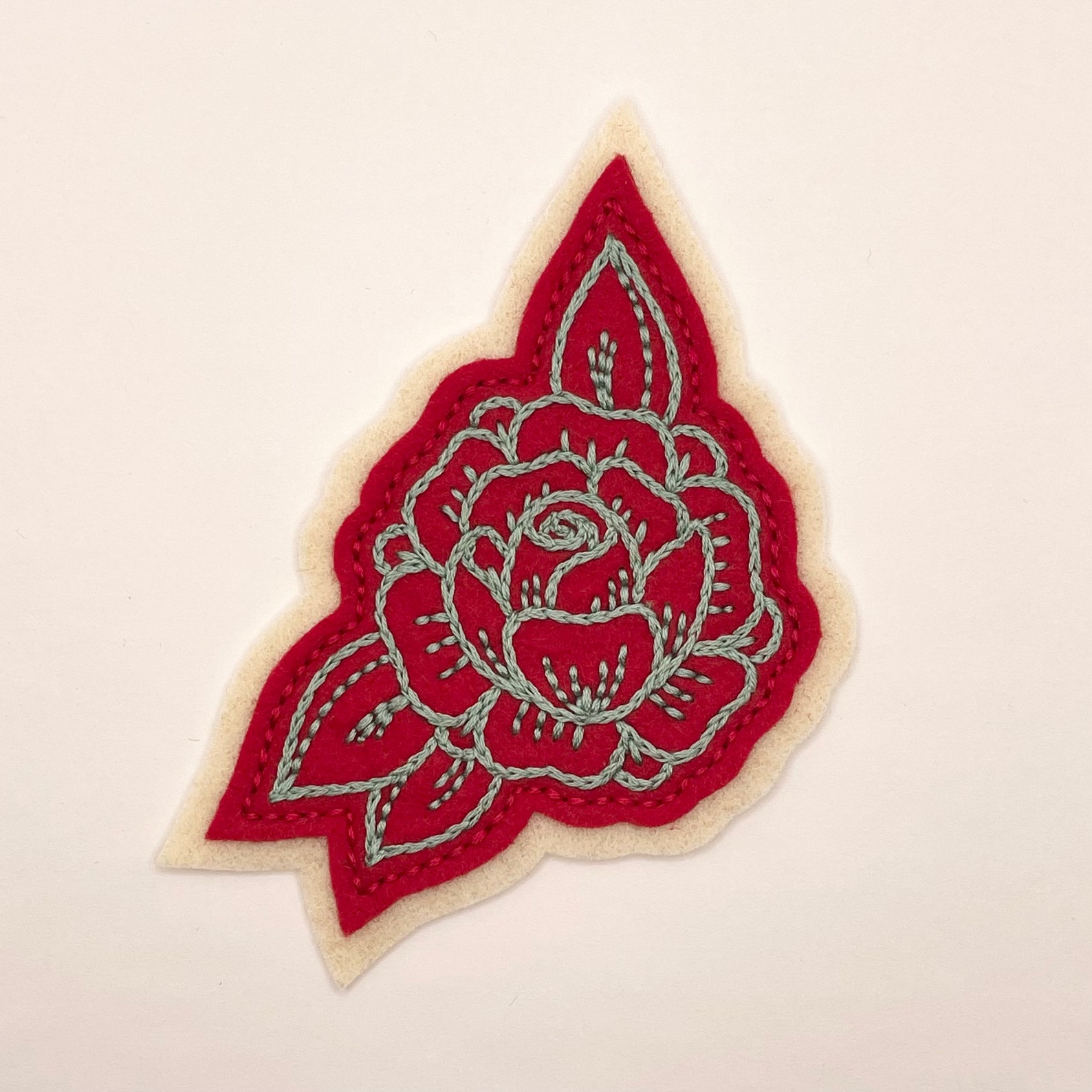 Handmade / Hand Embroidered Tan & off White Felt Patch Small - Etsy