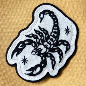 Handmade / Hand Embroidered off White & Black Felt Patch - Traditional ...