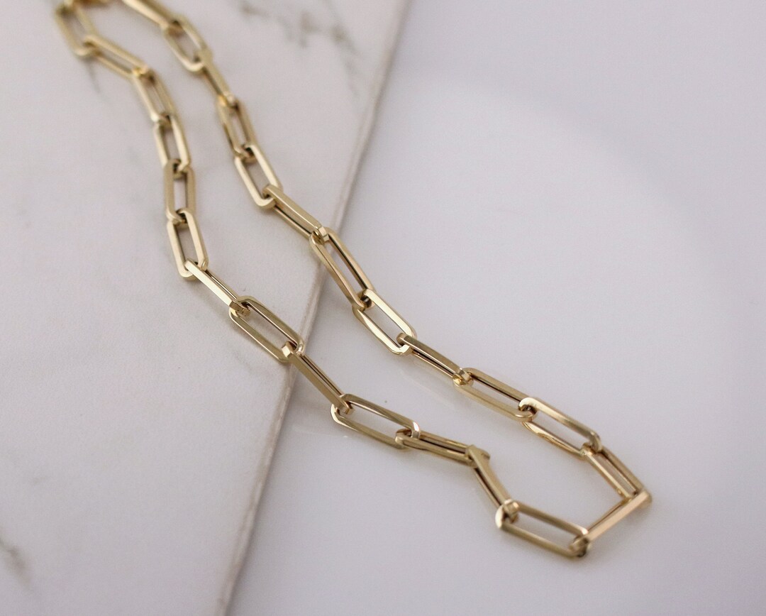 Hollow Rectangle Gold Link Chain - Etsy