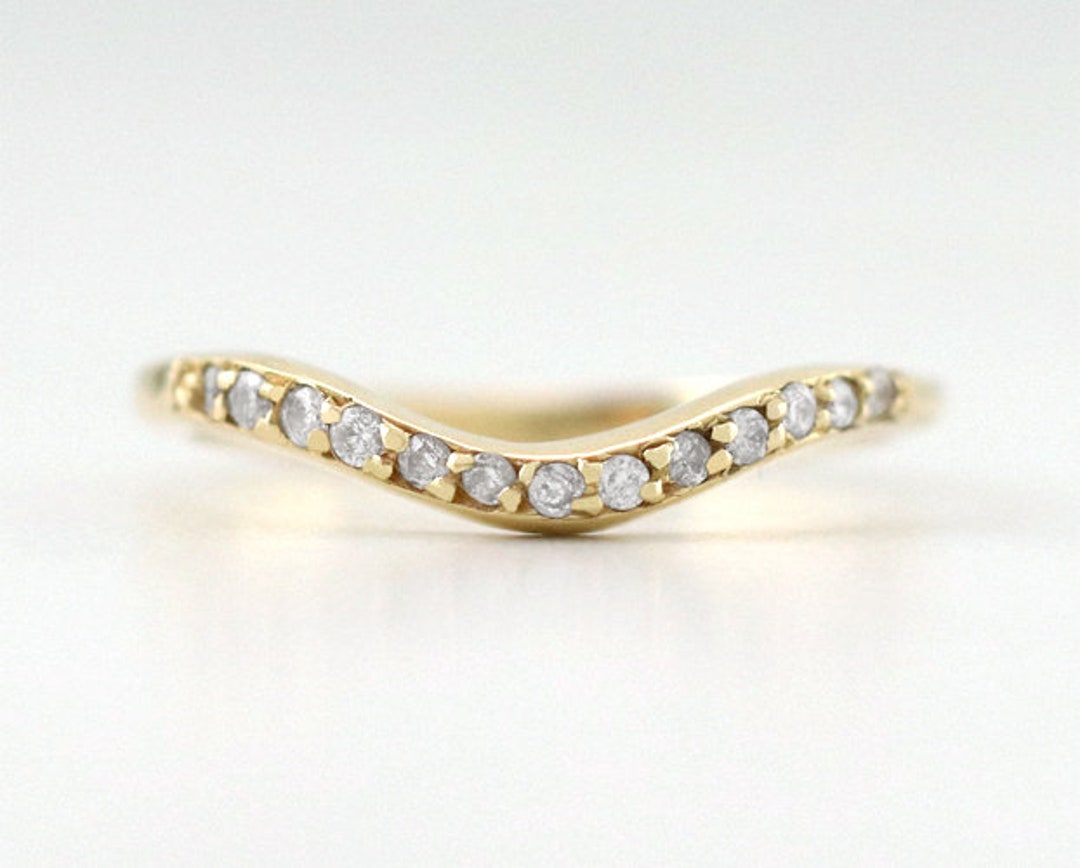 2.2MM Diamond Wavy Wedding Band | Pave Setting | Solid 14K Gold ...