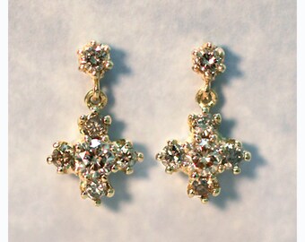 Diamond Cross Earrings - Etsy