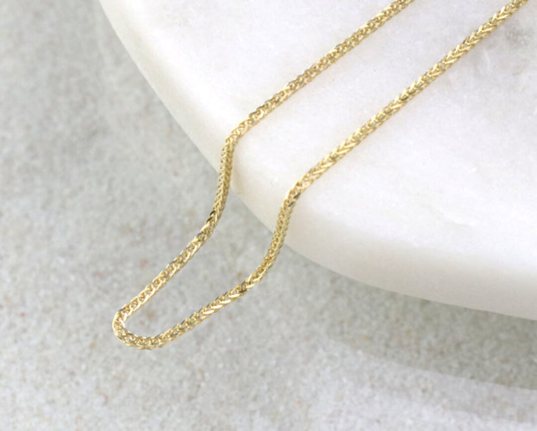 Delicate Wheat Chain | Solid 14K Gold | Engraving Offered | Polished ...
