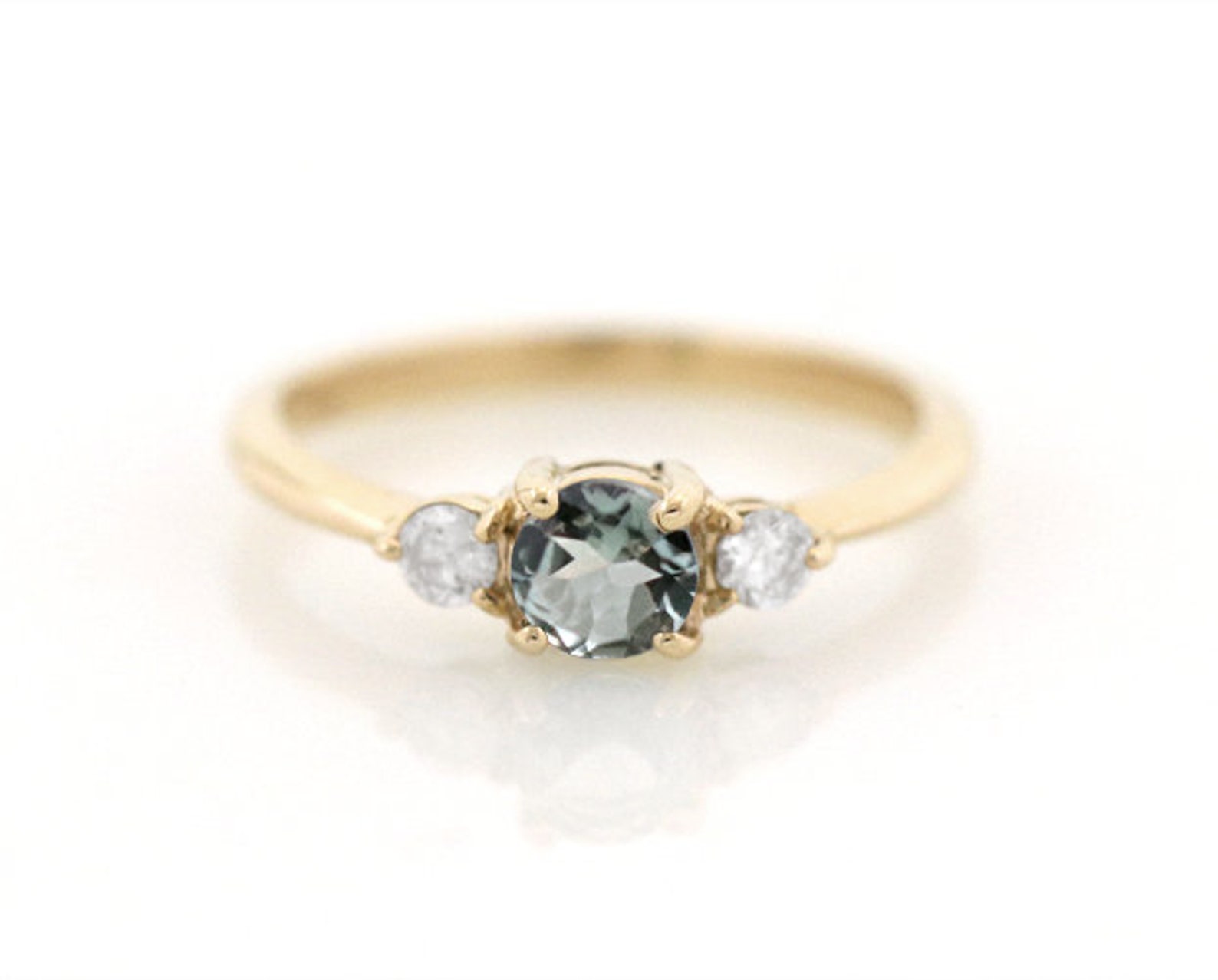Blue-grey Tourmaline and Diamond Ring Solid 14K Gold - Etsy