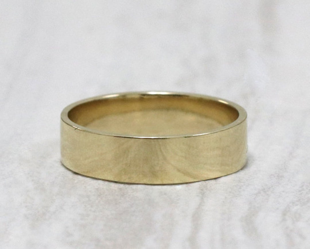 5MM Modern Straight Edge Band|solid 14K Gold | Polished Finish | Fine ...