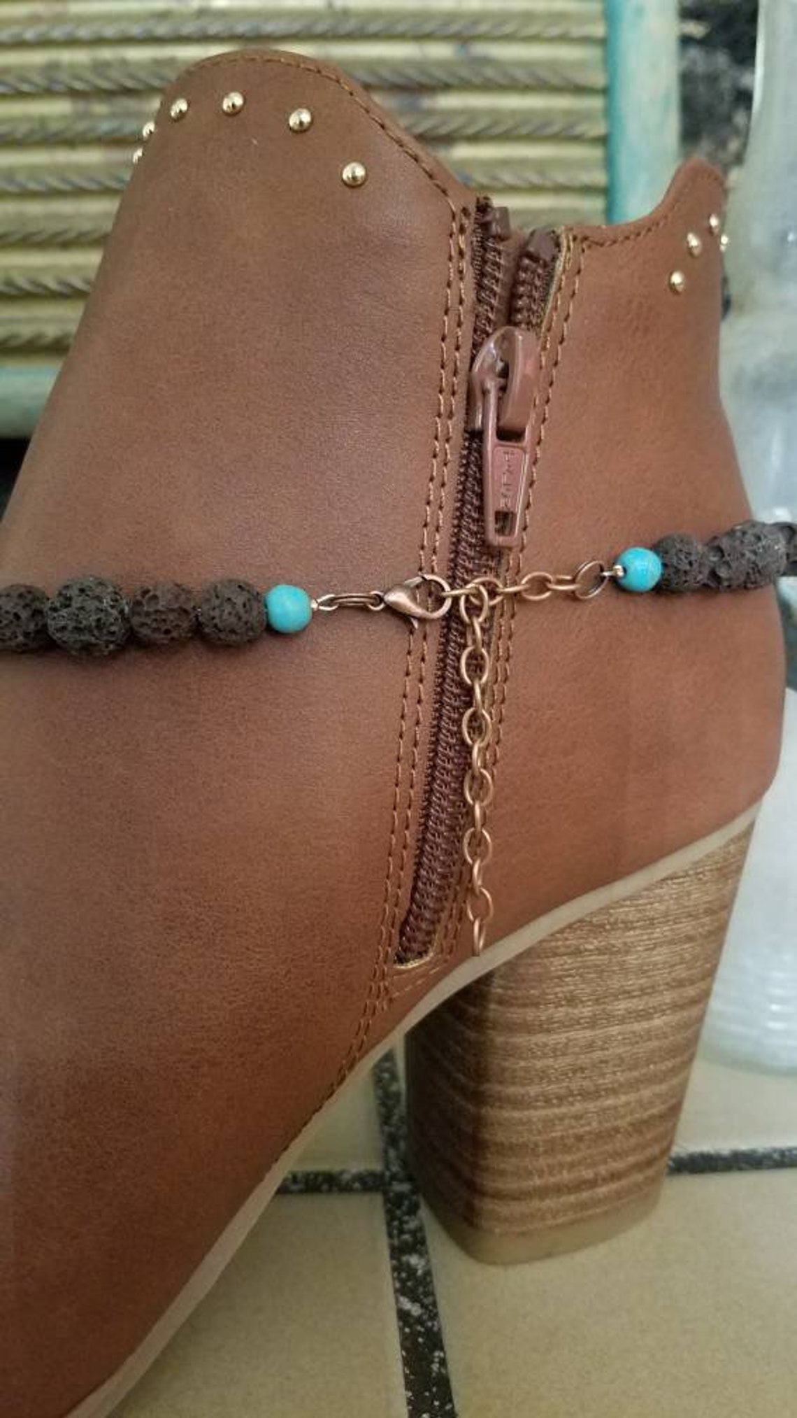 Boot Bracelet Boot Jewelry Lava and Turquise Western Jewelry - Etsy
