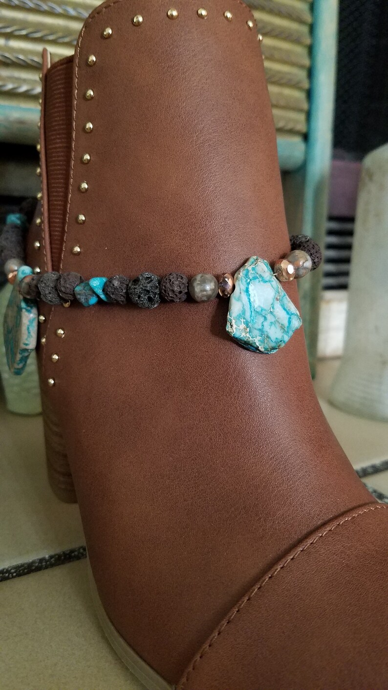 Boot Bracelet Boot Jewelry Lava and Turquise Western Jewelry - Etsy