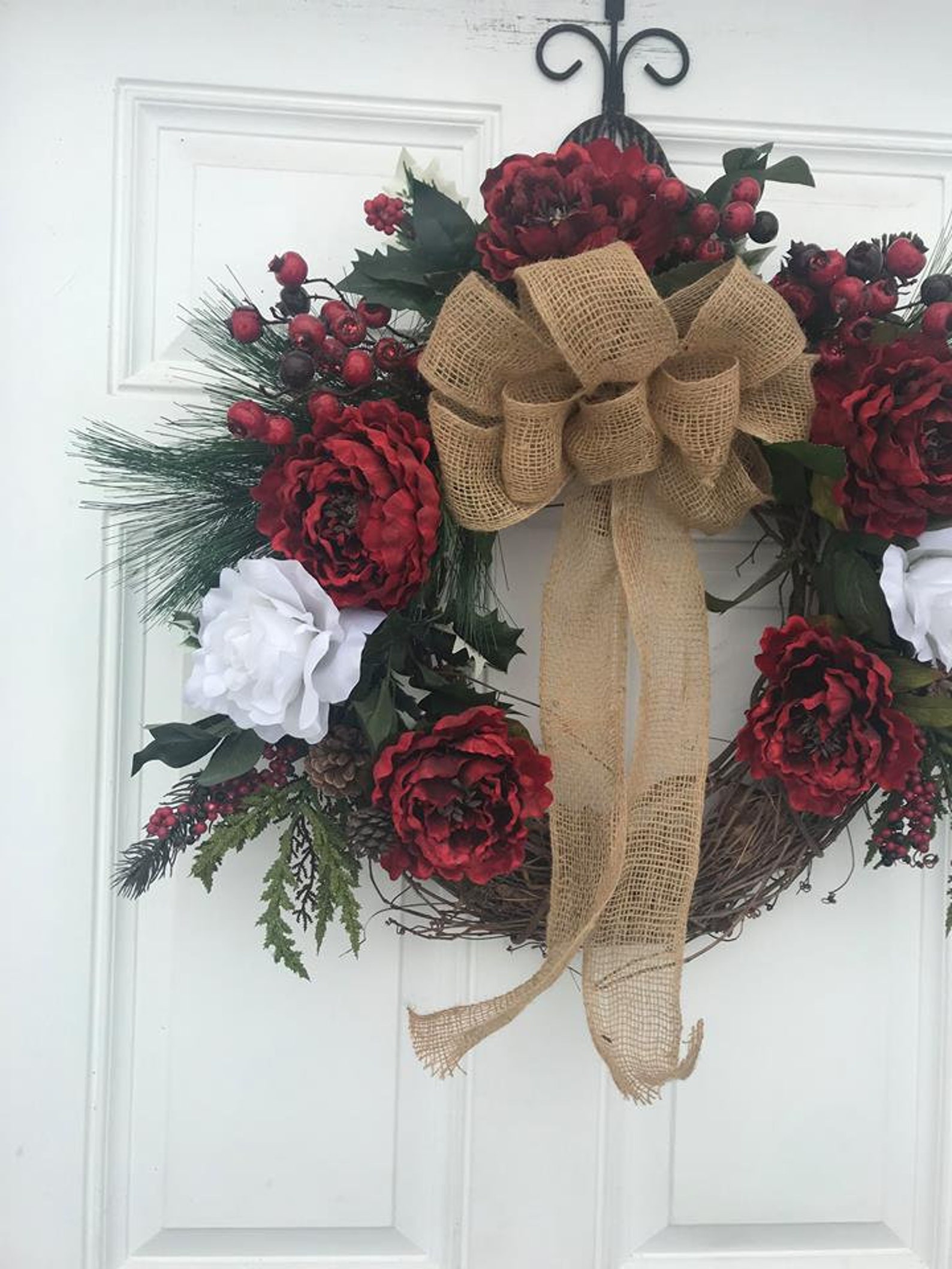 CHRISTMAS DOOR WREATH Front Door Wreath Holiday Door Decor - Etsy