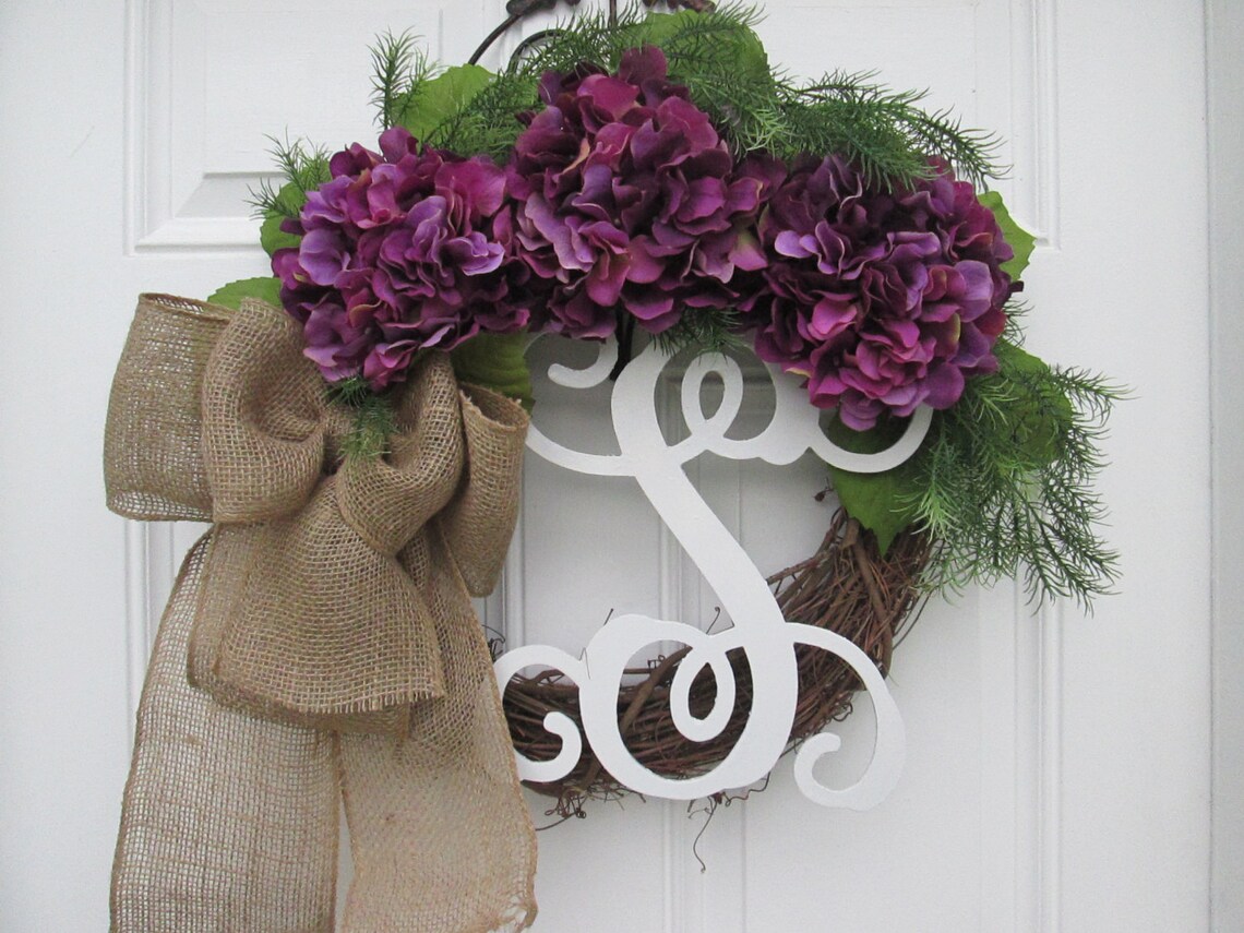 MONOGRAM SPRING WREATH ~ Rustic Door Wreath ~ Rustic Door Decor ...