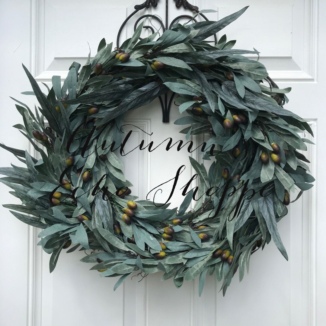 OLIVE LEAF WREATH ~ Olive Wreath ~ Faux Olive Wreath ~ Greenery Wreath ...