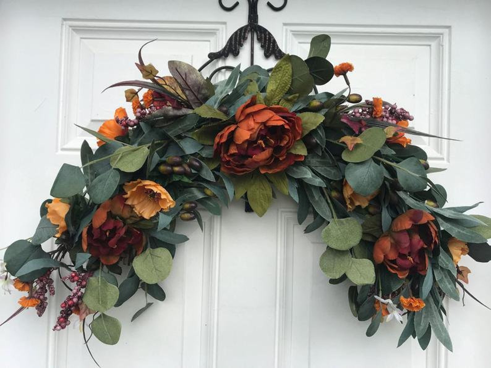 FALL FLORAL ARCH ~ Farmhouse Inspired Arch~ Fall Door Decor~ Eucalyptus ...