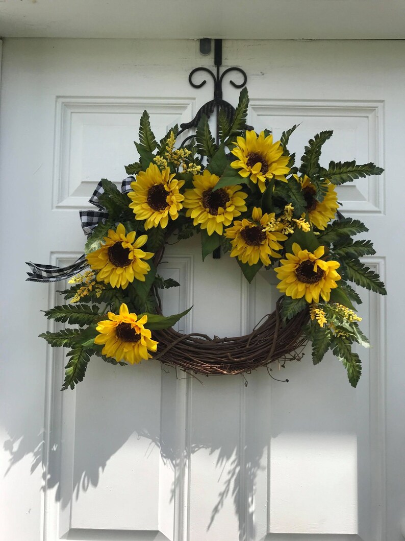 SUNFLOWER DOOR WREATH Sunflower Decor Fall Wreath Fall | Etsy