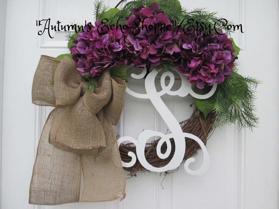 MONOGRAM SPRING WREATH ~ Rustic Door Wreath ~ Rustic Door Decor ...