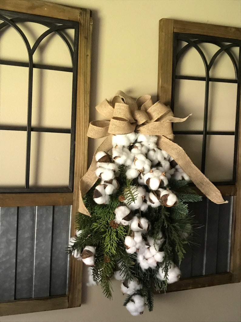 RUSTIC COTTONBOLL SWAG Farmhouse Inspired Door Swag Cotton - Etsy