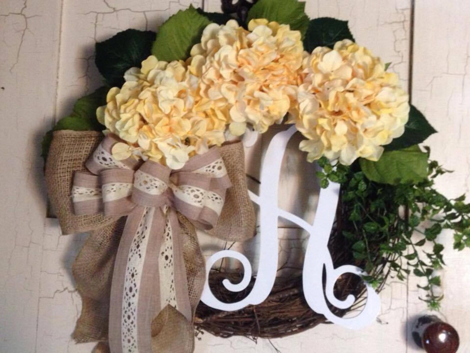 SPRING WREATH Monogram Spring Wreath Rustic Door Wreath | Etsy