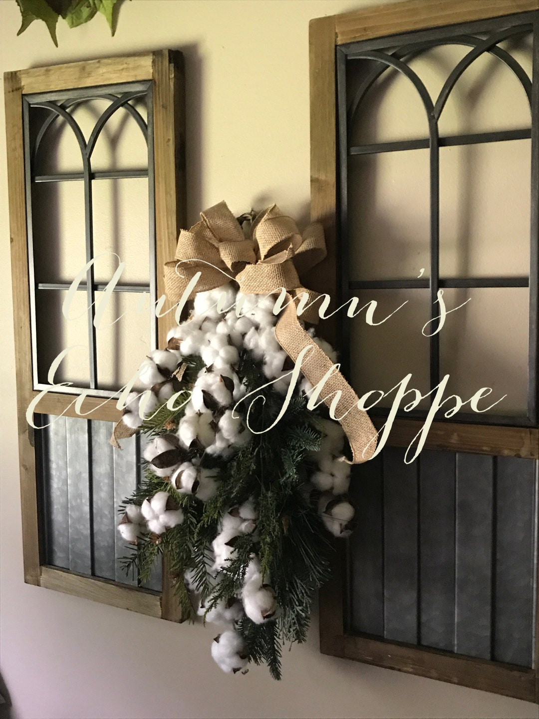 RUSTIC COTTONBOLL SWAG Farmhouse Inspired Door Swag Cotton Boll Swag ...