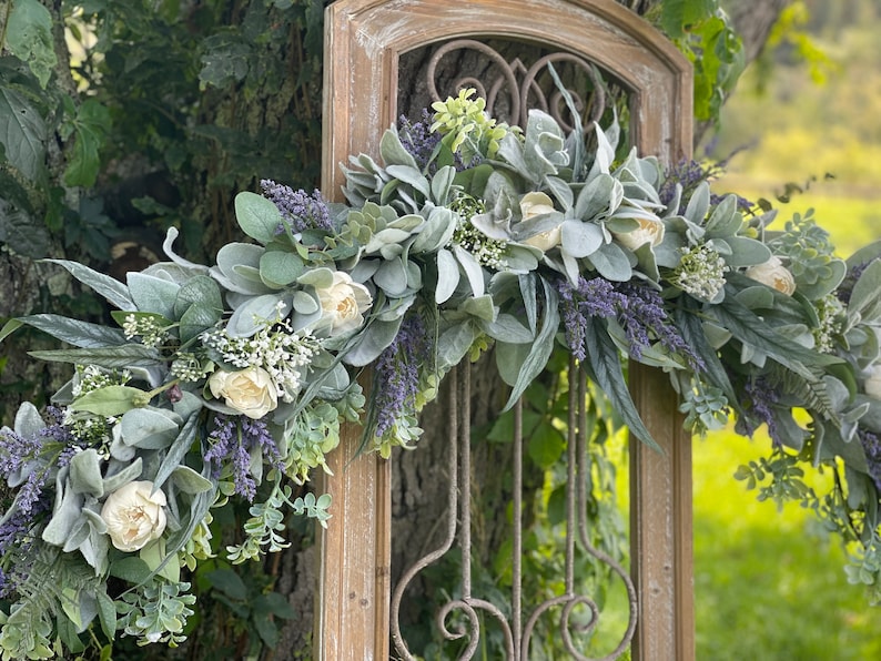 Lambsear Mixed Greenery Floral Swag / Modern Farmhouse Style Decor ...