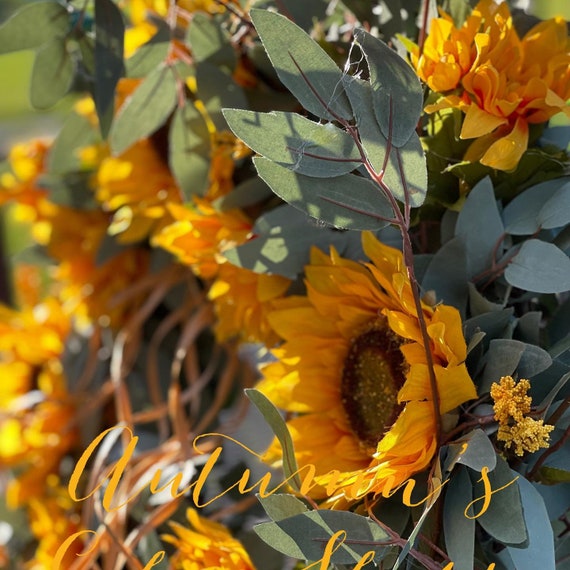 SUNFLOWER FALL WREATHSunFlower Door Decor SunFlower Door | Etsy