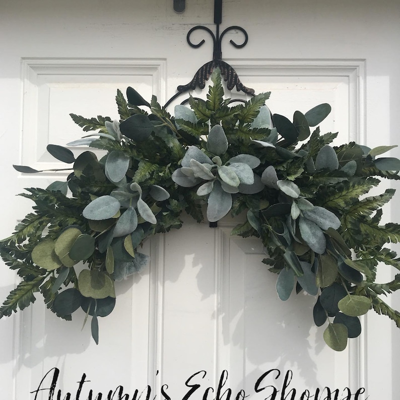 MIXED GREENERY ARCH Farmhouse Inspired Arch Spring Door Wreath - Etsy