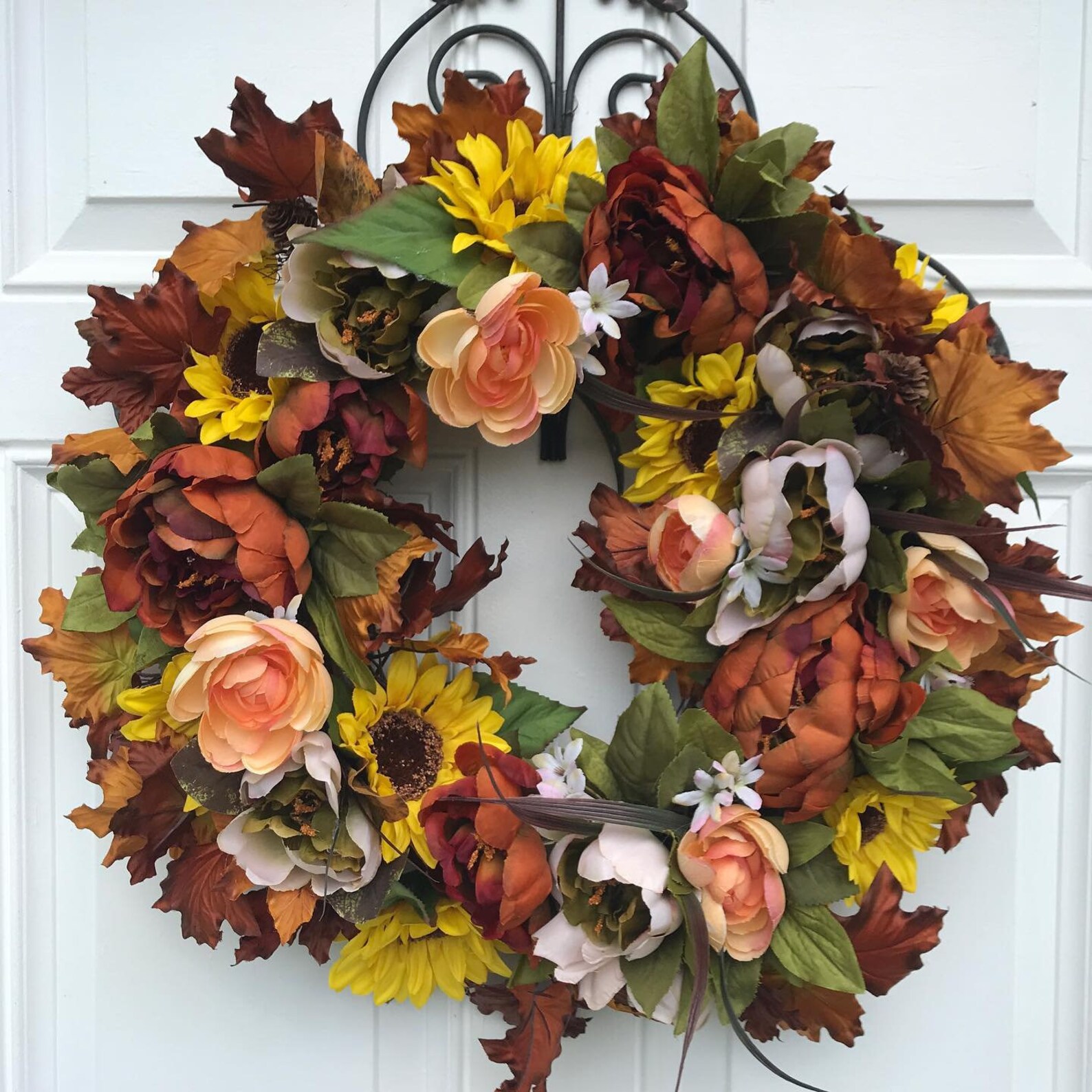 FALL FLORAL WREATH ~ Fall Foliage Wreath ~fall Door Decor ~thanksgiving ...