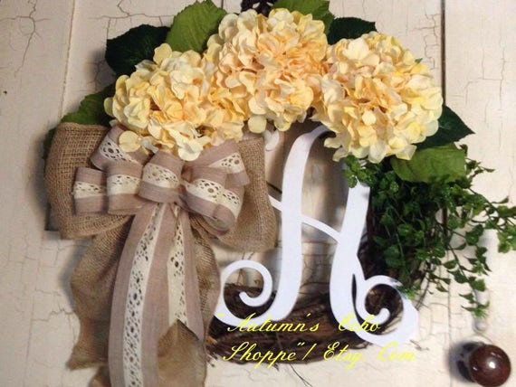 SPRING WREATH Monogram Spring Wreath Rustic Door Wreath - Etsy