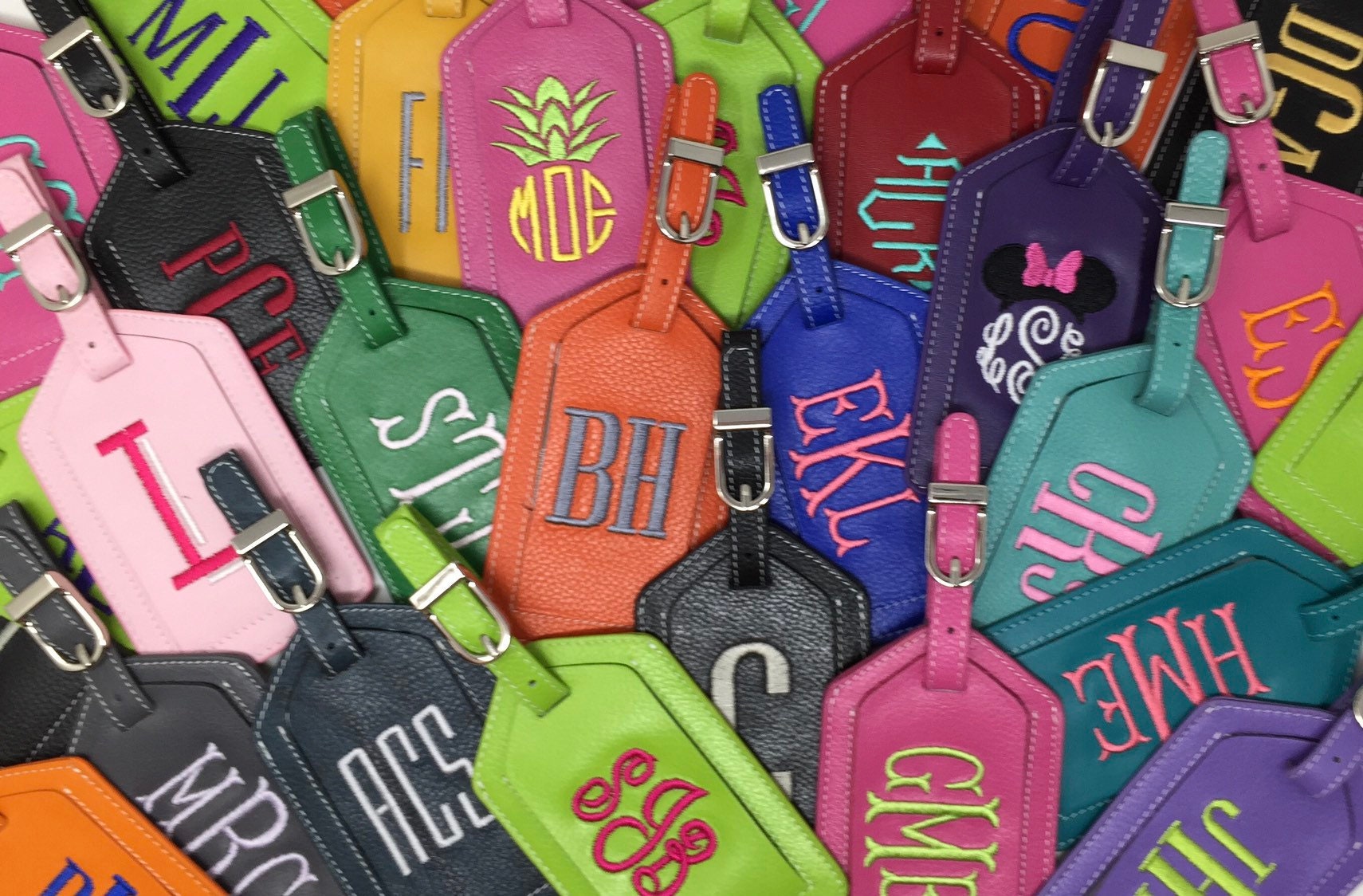 Monogrammed luggage tag leather luggage tag personalized | Etsy