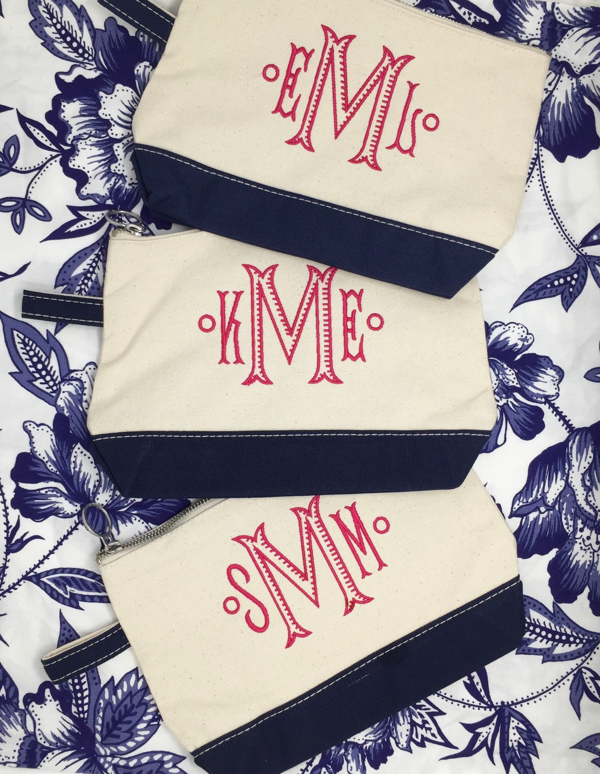 Monogrammed Canvas Cosmetic Bag Make Up Bag Clutch | Etsy