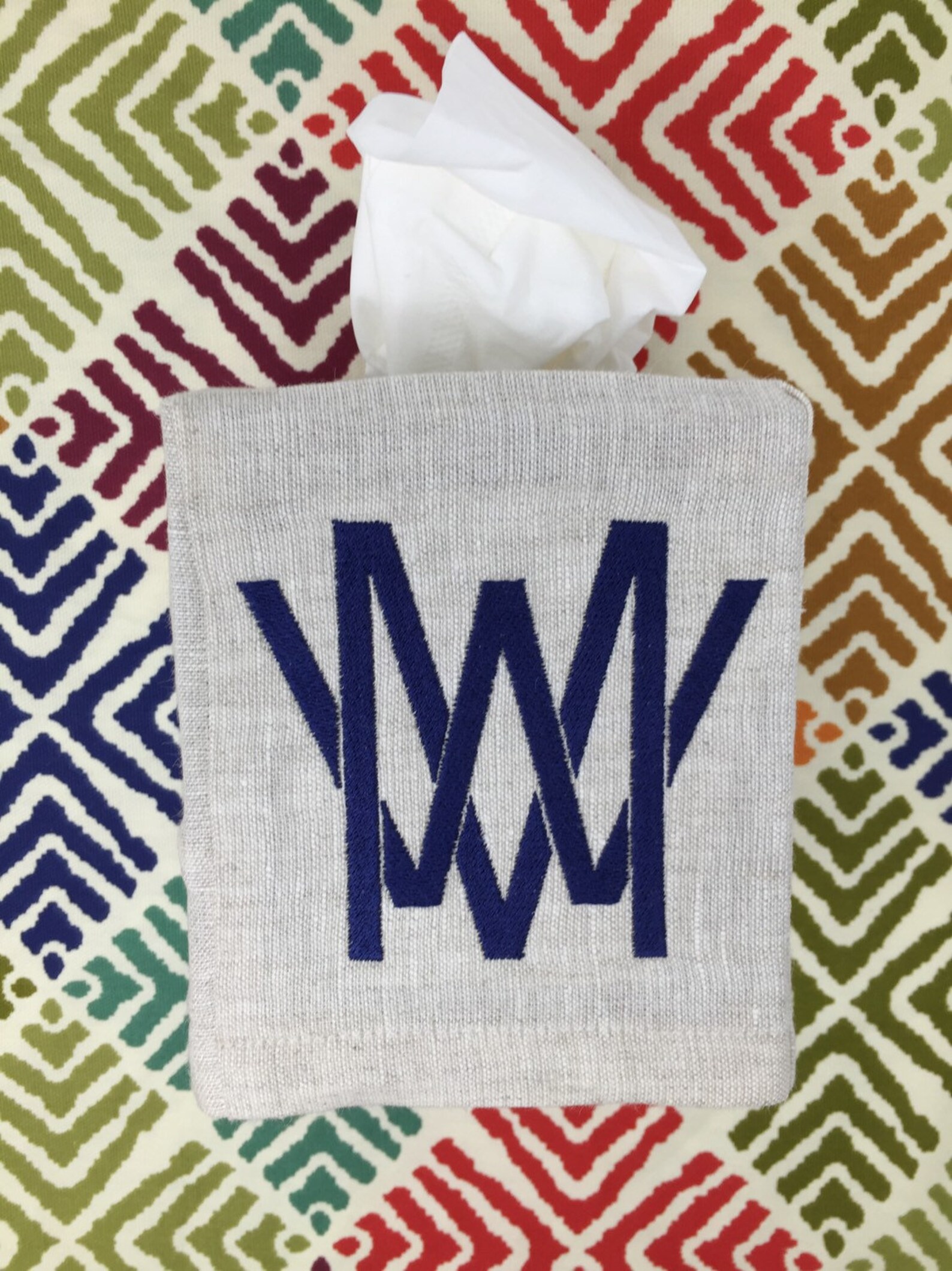 Monogrammed Tissue Box Cover- 2 Letter Modern Monogram, Monogrammed ...