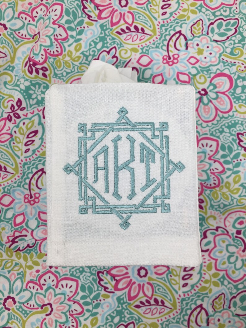 Monogrammed Tissue Box Cover-rattan Monogram Monogrammed - Etsy
