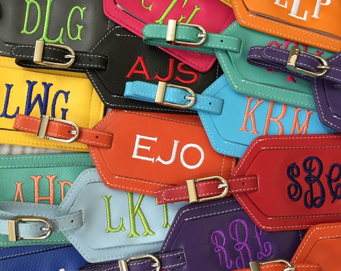 Monogrammed Luggage Tag, Leather Luggage Tag, Personalized Luggage Tag ...