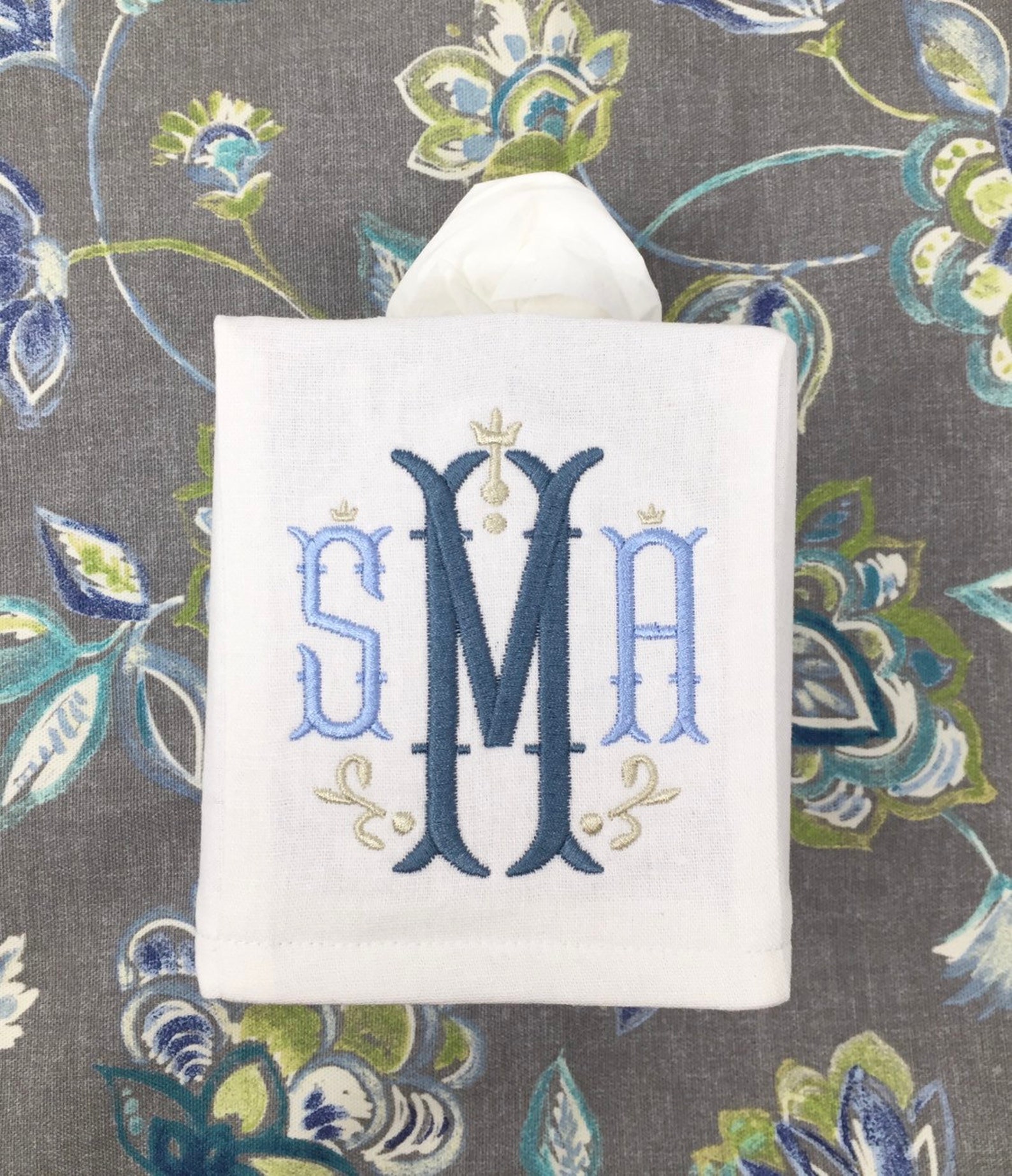Monogrammed Tissue Box Cover-nola Monogram Monogrammed - Etsy