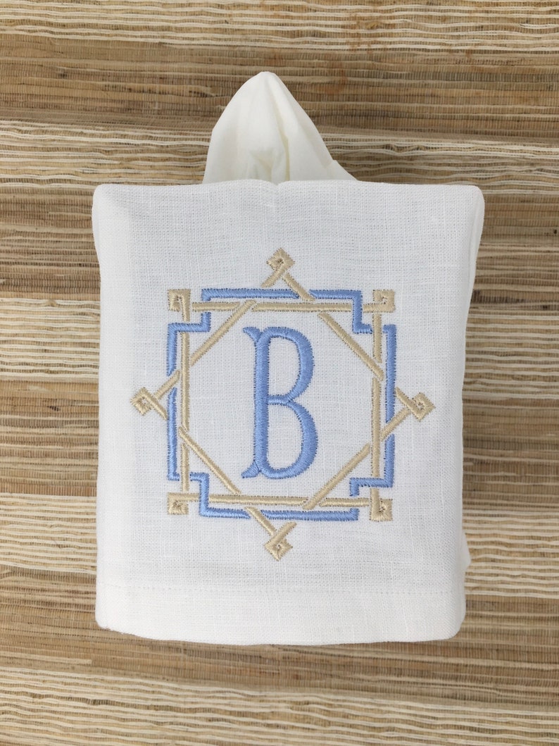 Monogrammed Tissue Box Cover-rattan Monogram Monogrammed - Etsy