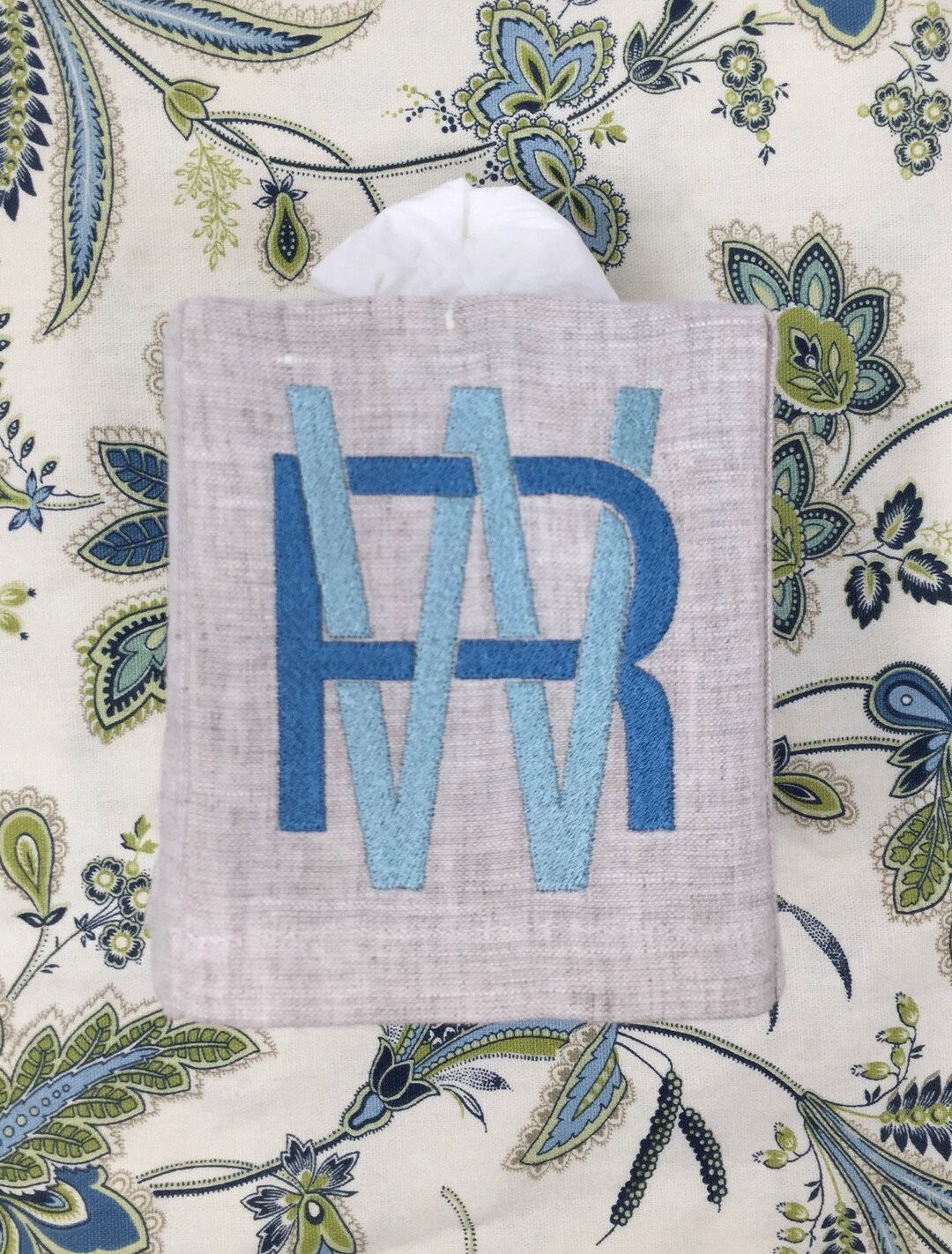 Monogrammed Tissue Box Cover- 2 Letter Modern Monogram, Monogrammed ...