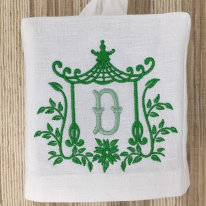 Monogrammed Tissue Box Cover-pagoda With Initial-monogrammed - Etsy