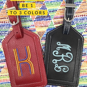 Monogrammed Luggage Tag, Leather Luggage Tag, Personalized Luggage Tag ...