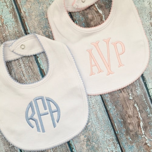 Monogrammed Bib With Ruffle Baby Shower Gift Personalized - Etsy
